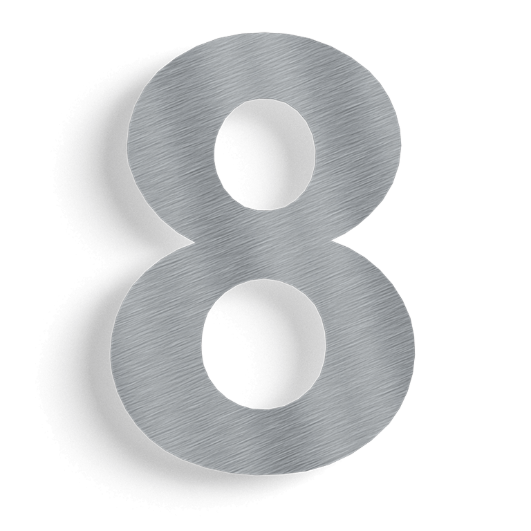 Stainless steel house number 8 - 30 cm
