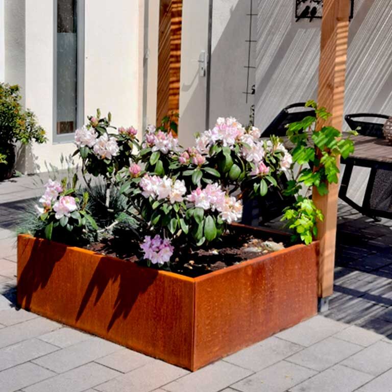 Corten steel planter Texas 100 x 120 cm